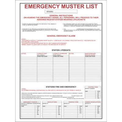 IC Brindle Emergency Muster List IMO Poster - I.C. Brindle